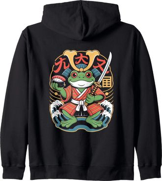 Shinkai Samurai Frosch isst Sushi Japanisch Kapuzenjacke