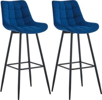 Clp Lot de 2 tabourets de bar Dartford Bleu Velours