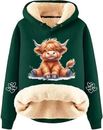 Generic Sweat &agrave; capuche graphique tendance pour femme - Couleur unie - Coupe ample - Dr&ocirc;le avec capuche - Pour adolescents - Thermique - Doublure en polaire &eacute;