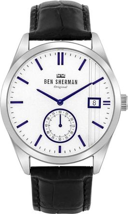 Ben Sherman Homme, Accessoires, Noir, Taille: ONE Size Montre analogique en cuir noir &agrave; quartz