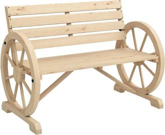 OUTSUNNY Banc de Jardin - Outsunny - 3 places - Style Rustique Chic - accoudoirs Roues Charette - en bois - effet bois naturel