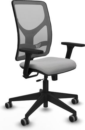 Piqueras y Crespo Stuhl aus grauem Netzstoff, mit 3D-Armlehnen, h&ouml;henverstellbare Lendenwirbelst&uuml;tze, ausgestattet mit Syncro/Traslack und Schneideschaum, mit Rollen vo