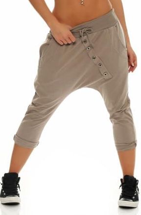 Malito more than fashion Malito Court Boyfriend Pantalon avec Bouton Bar 8015 Femme Taille Unique (Fango)