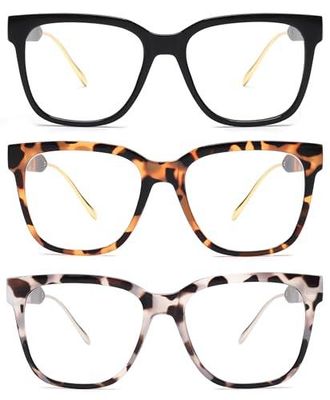 JM 3 Pack Lunettes de Lecture Classiques Carré pour Femme Hommes, Rétro Mode Surdimensionné Anti Lumiere Bleue Lunette de Vue +1.75
