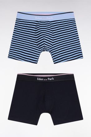 Eden Park Lot De Deux Boxers En Jersey De Coton Stretch Marine Et Ciel