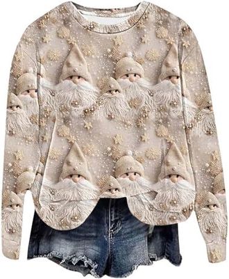 Generic 2025 Sweat de Noel Femme Pull Noel Rigolo Imprimé Hiver Pull Noël Femme Drole Pullover De Noël Femmes Moche Ugly Pulls Noels Rigolo Sweat Polaire Femm