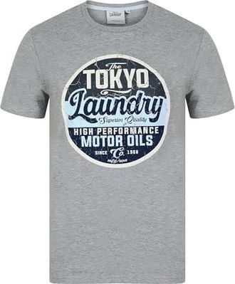 Tokyo Laundry T-shirt &agrave; col rond en jersey de coton imprim&eacute; graphique vintage pour homme &laquo; Cressingham &raquo;, gris, XL