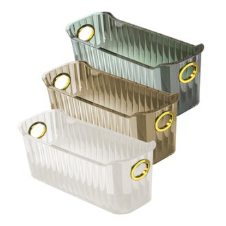 Lurrose 3 Stück Transparente Makeup Aufbewahrungsbox Desktop Organizer für Kosmetik Hautpflege und Schmuck Schmaler Leichter Tisch Organizer für Badezimmer Sc