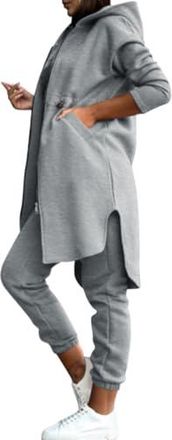 Onsoyours 2 Pièce Survêtement Femme Ensemble Jogging Femme Sportswear Sweat Zippé à Capuche à Manches Longues Pantalon de Sport Combinaison de Sport pour Fitnes