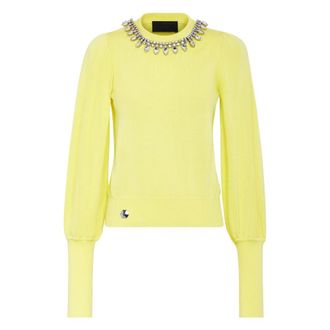 Philipp Plein Femme, Pulls, Jaune, Taille: 42 FR Pullover LS Crystal