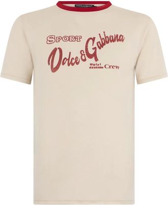 Dolce & Gabbana Homme, Tops, Beige, Taille: 2XL T-Chemises