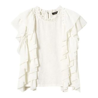 Twinset Femme, Blouses et Chemises, Blanc, Taille: 36 FR Blouse en mousseline avec volant et broderie