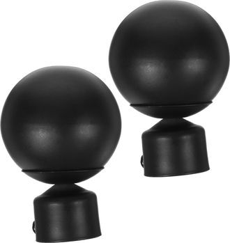PartyKindom Gardinenstangenende Aus Schwarzem Eisen 28mm Durchmesser Verstellbare Endkappen Für Fensterstangen Rundes Kugeldesign Rostfrei 2 Stück Für Home Office