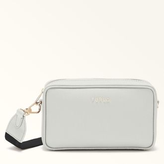 Furla Classic Umh&auml;ngetasche Xl Perla E Hellgrau Andromeda Kalbsleder + Gurtband Mit Dreieckigem Design Damen