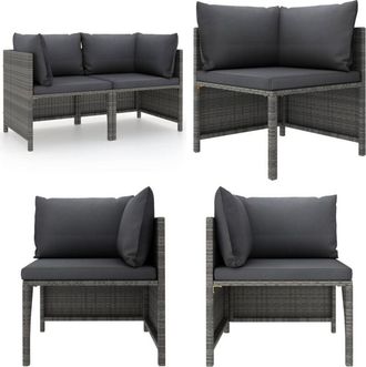 vidaXL 2-Sitzer-Gartensofa mit Polstern Grau Poly Rattan - Outdoor M&ouml;bel - Gartenm&ouml;bel - Eckbank - Lounge Set - Rattan Gartenm&ouml;bel - Home & Living