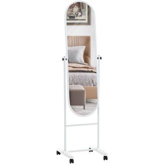 Clp Miroir ovale &eacute;l&eacute;gant avec une figure interne &eacute;quip&eacute;e de roues disponibles diff&eacute;rentes couleurs colore : Blanc