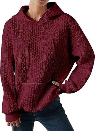 Generic Hauts &agrave; capuche de sport pour femme - Sweat-shirt blanc surdimensionn&eacute; pour femme - Sweat &agrave; capuche dautomne d&eacute;t&eacute; &agrave; manches longues avec poches - V&ecirc;te