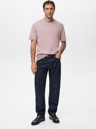 Mango Medium weight regular fit T-shirt zartrosa - Herren - XXL - MANGO MAN