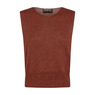 Cortana Rinen Leinenweste - - Tops - Damen - Rot - L