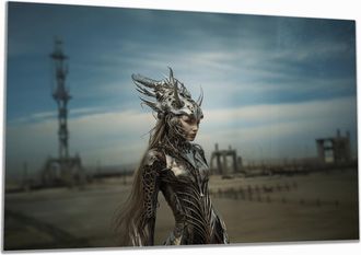 Wallario Herdabdeckplatte/Spritzschutz aus Glas, 1-teilig, 80x52cm mit 13 mm hohen Füßen, für Ceran- und Induktionsherde, Wüstenkriegerin