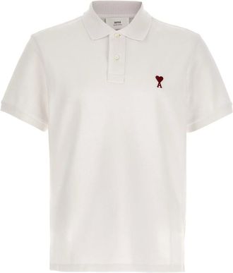 Ami unisex, Tops, Blanc, Taille: XS Polo en piqu&eacute; de coton De Coeur