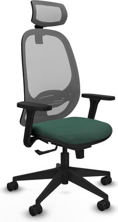 Piqueras y Crespo B&uuml;rostuhl mit 3D-Armlehnen, h&ouml;henverstellbarer Lendenwirbelst&uuml;tze und Kopfteil, h&ouml;henverstellbar und neigbar. Ausgestattet mit 3 Positionen, Grau/Flas