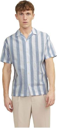 Jack & Jones Herren Jprccsummer Stripe Resort Shirt S/S Kurzarmhemd, Captains Blue/Fit:Relax Fit, M