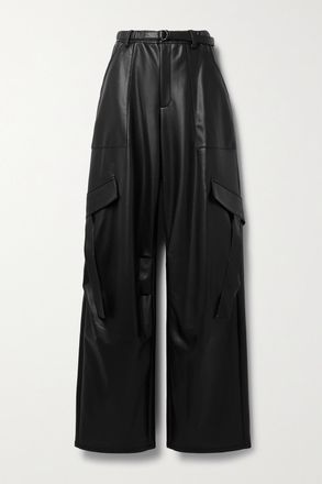 Sally Lapointe Cargohose Mit Weitem Bein Aus Kunstleder - Schwarz