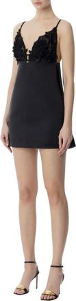 Elisabetta Franchi Femme, Robes, Noir, Taille: 42 FR Robe en satin Duchesse avec fleurs 3D