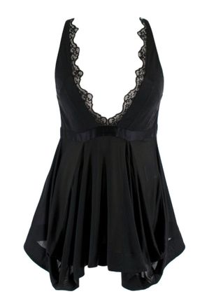 Balenciaga Silk Lace Trimmed Black Plunge Cami Top Size S