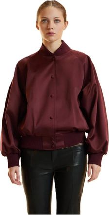 Cynthia Rowley Femme, Vestes, Rouge, Taille: 36 FR Veste Bomber en Satin
