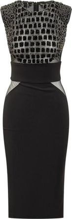 Elisabetta Franchi Femme, Robes, Noir, Taille: 42 FR Robe en cr&ecirc;pe l&eacute;ger et tulle avec broderies effet crocodile