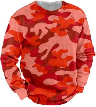 Generic Pull pour homme avec col rond - Motif camouflage - Manches longues - Confortable - Coupe droite - Col rond - Pull d&eacute;contract&eacute; - Coupe ample - Pull de 