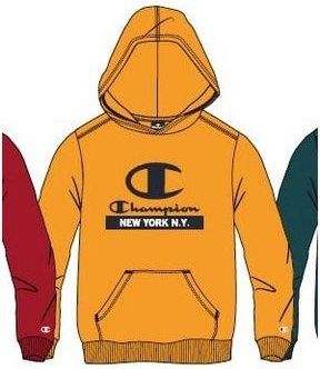 Champion Kapuzenpullover (Fleece Baumwoll-Hoodie) mit New York-Logo gelb Kinder