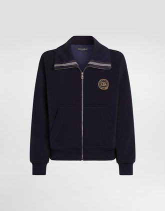 Dolce & Gabbana Sweatshirt Aus Jersey Mit Patch - Mann M&auml;ntel Und Jacken Blau 48