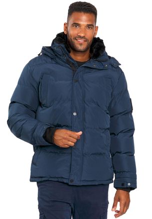 Alessandro Salvarini Herren Winterjacke (S-3XL) - Wasserabweisend, Abnehmbare Kapuze & Fellkragen, Steppjacke, Warme Jacke M&auml;nner - AS-326 Navy XX-Large