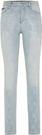 Philipp Plein Jegging taille haute &agrave; monogramme - Femme - Jeans - Bleu - Taille: W26