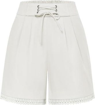 Belle Poque Short en coton pour femme - Taille haute élastique - Pantalon décontracté avec poches, blanc, XX-Large