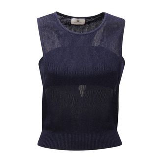 Elisabetta Franchi Gestricktes Tanktop mit abnehmbarem Band - - Tops - Damen - Blau - S