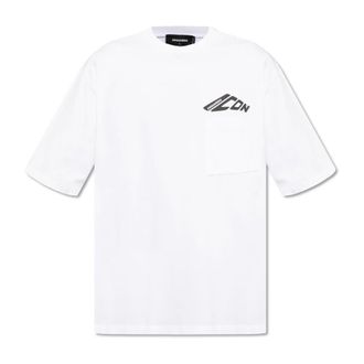 Dsquared2 Homme, Tops, Blanc, Taille: XL Logo T-Shirt