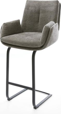 DELIFE Barstuhl Clea-Flex Boucl&eacute; Soft Schlamm Freischwinger Flach Metall Schwarz, Barst&uuml;hle