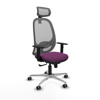 Piqueras y Crespo B&uuml;ro-B&uuml;rostuhl mit 1D-Armen, h&ouml;henverstellbare Lendenwirbelst&uuml;tze und Kopfteil, h&ouml;henverstellbar und neigbar, Grau/Violett