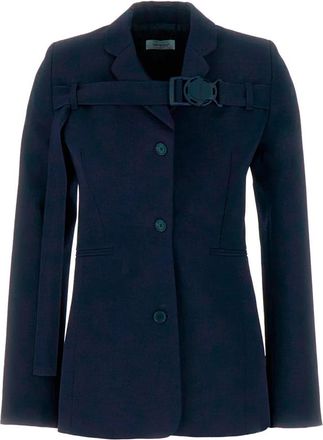 Off-white Femme, Vestes, Bleu, Taille: 38 FR Blazer en laine avec fente centrale au dos