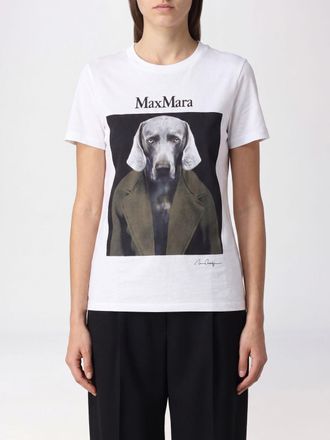 Max Mara T-shirt slim fit en coton &agrave; imprim&eacute; graphique et logo contrastant