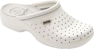 Saniflex 641-10 Zertifizierte Medizinische Lederschuhe Clog Pantolette Komfortschuhe Hausschuhe, Damen, Wei&szlig;, EU 40
