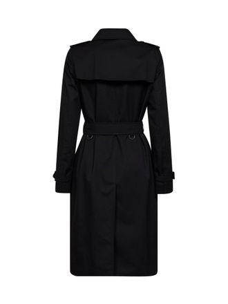 Burberry Womens Trench Coat Kensington Black Cotton & Raincoats