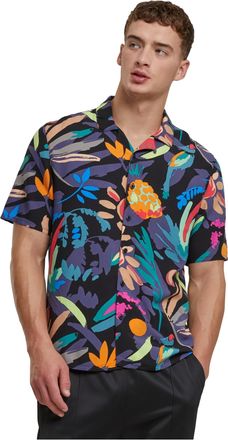 Urban Classics Herren Hemd Viscose AOP Resort Shirt, l&auml;ssiges Hemd f&uuml;r M&auml;nner, mit floralem Print, erh&auml;ltlich in vielen Farbvarianten, Gr&ouml;&szlig;en XS-5XL