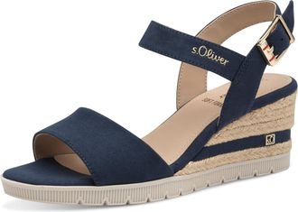 s.Oliver Damen Sandalen mit Keilabsatz Sommer, Blau (Navy), 41 EU