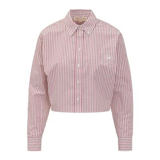 Michael Kors Femme, Blouses et Chemises, Multicolore, Taille: 38 FR Chemise Oxford Courte Ray&eacute;e en Popeline de Coton