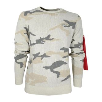 Aeronautica Herren Rundhalspullover mit Camouflage-Muster - - Sweatshirts & Hoodies - Herren - Beige - M